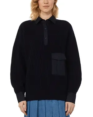 Max Mara Signature Vanda Collared Wool & Cashmere Sweater - Ultramarine