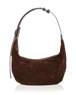 Aqua Suede Hobo Shoulder Bag Exclusive - Brown