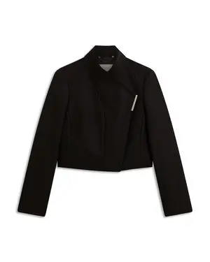 Ted Baker London Wool Blend Wrap Jacket - Black