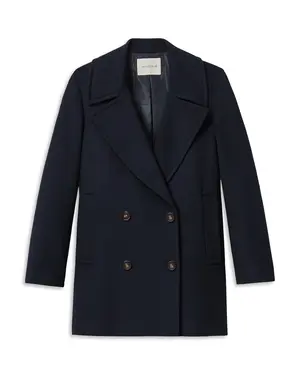 Lafayette 148 New York Camel Hair Double Breasted Pea Coat