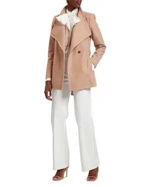Ted Baker London Rosess Wool Blend Wrap Coat - Camel