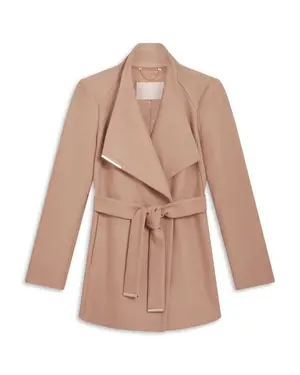 Ted Baker London Rosess Wool Blend Wrap Coat - Camel