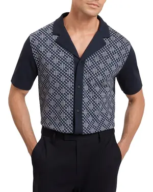 Ted Baker London Danlibe Short Sleeve Argyle Button Through Jersey Shirt