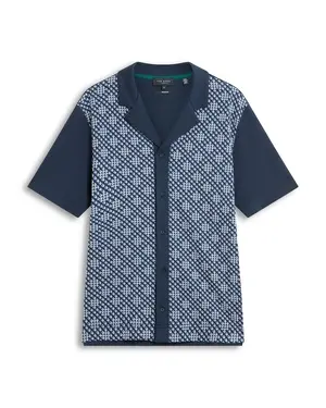 Ted Baker London Danlibe Short Sleeve Argyle Button Through Jersey Shirt