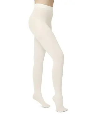 Hue Opaque Control Top Sheer Rib Tights - Ivory
