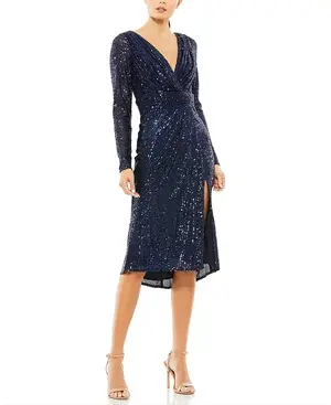 Women's Long Sleeve Wrap Cocktail Dresses