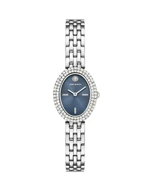Tory Burch The Oval Watch, 22mm X 28mm - Blue/silver