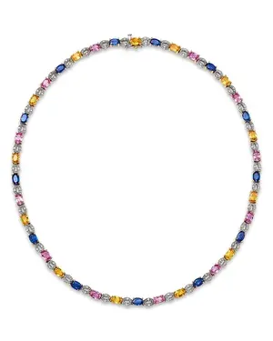 Bloomingdale'S 14k Gold Multicolor Sapphire & Diamond Tennis Necklace - White/gold