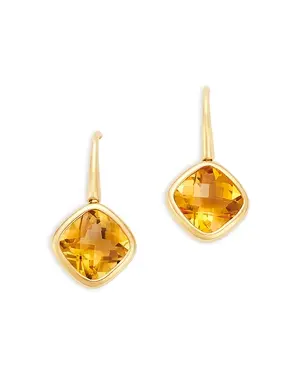 Bloomingdale'S Gemstone Cushion Drop Earrings In 14k Yellow Gold - Citrine