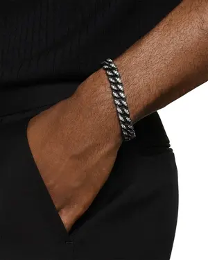 David Yurman Curb Chain Bracelet In Titanium With Diamonds