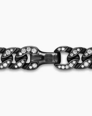 David Yurman Curb Chain Bracelet In Titanium With Diamonds