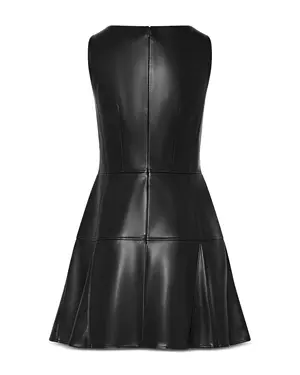 MILLY Faux Leather Mini Dress - Black