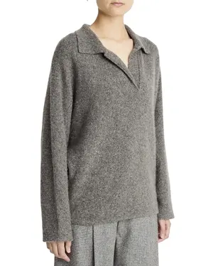 Vince Donegal Dolman Polo Collar Cashmere Sweater
