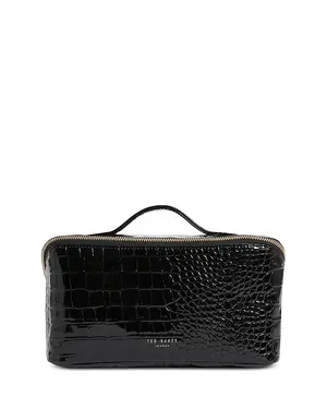 Ted Baker London Vieda Croc Embossed Small Makeup Bag - Black
