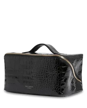 Ted Baker London Vieda Croc Embossed Small Makeup Bag - Black