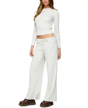 EDIKTED Straight Leg Ribbed Pants
