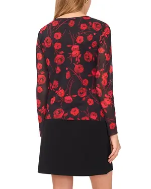 1.State Floral Mesh Long Sleeve Top