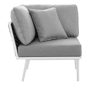 MODWAY Stance Outdoor Patio Aluminum Corner Chair - White Gray