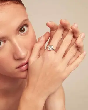 UNODE50 Sterling Plated Ring With White Zirconia - Silver