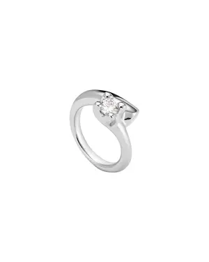 UNODE50 Sterling Plated Ring With White Zirconia - Silver