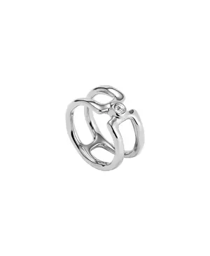 UNODE50 Double Topaz Sterling -plated Ring - Silver