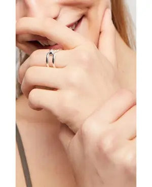 UNODE50 Double Topaz Sterling -plated Ring - Silver