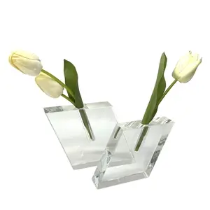 TIZO Crystal Large Angled Bud Vase