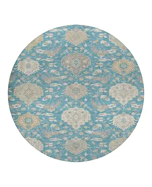 DALYN RUG COMPANY Tabrook Washable Tb4 Round Area Rug 8'0 X 8'0 - Blue