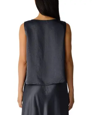 Eileen Fisher Satin Ballet Neck Shell Top - Graphite