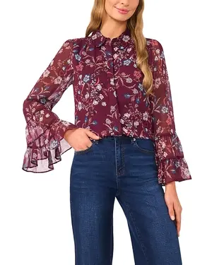 CECE DUPRAZ Ruffle Cuff Button-down Blouse