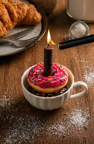 SOUTHLAKE GIFTS Doughnut Candle Set In Teacup