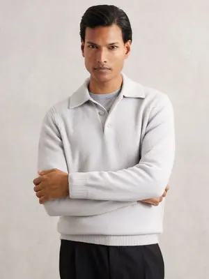 REISS Deansgate Wool-blend Polo Jumper With Cashmere