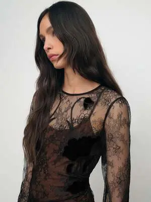 REISS Lulu Lace Overlay Midi Dress