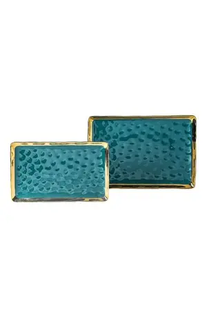 STONE + LAIN Florian Porcelain 2-piece Serving Rectangular Plate Set - Green