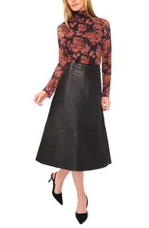 Ted Baker London Leather Flowy Skirt