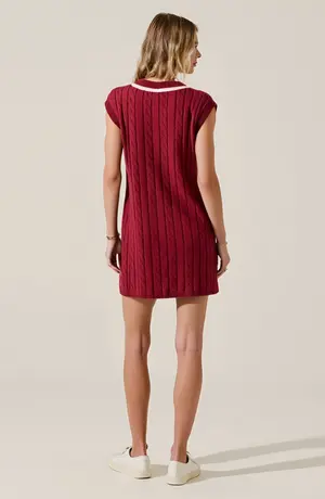MODENAIRE Cable-knit Mini Sweater Tank Dress With Pockets - Burgundy