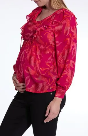 CACHE COEUR Nori Maternity And Nursing Blouse - Pink Multi
