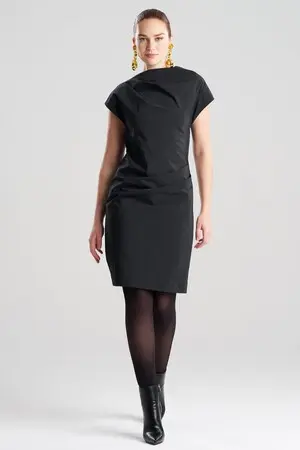 Natori Taffeta Asymmetric Draped Dress
