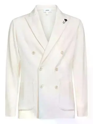 LARDINI Virgin Wool Double-breasted Blazer - White