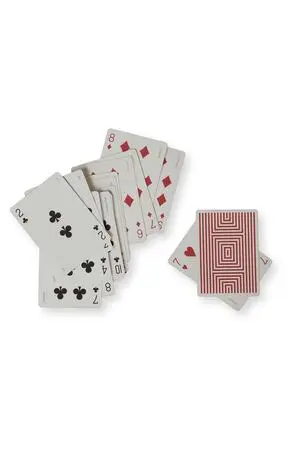 THROWING DOUBLES The Marrakesh Leather Playing Card Set In Beige
