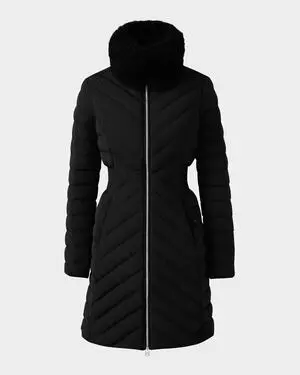 Mackage Lyris Quilted Down Coat With Shearling Trim - Black