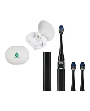 PURSONIC Portable Oral Care Bundle – Sonic Toothbrush With Bonus Heads + Toothbrush Uv Sterilizer - Black