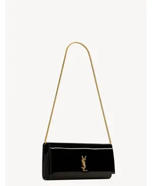 Saint Laurent Kate Clutch In Patent Leather - Black
