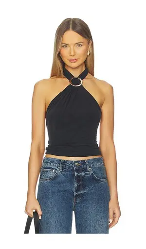 PEACHY DEN Amelia Halter Top - Graphite