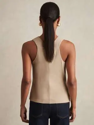 REISS Lyra Ribbed Cowl-neck Vest