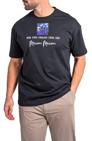 MACEOO Ascension Eyes Appliqué Cotton Graphic T-shirt