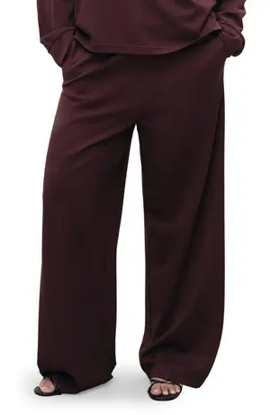 Mango Elastic Waist Trousers - Burgundy