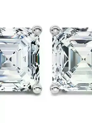 TILLA 14k White Gold Asscher Diamond Stud Earrings