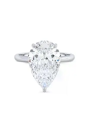 TILLA 14k White Gold Pear Diamond Solitaire Ring - Silver