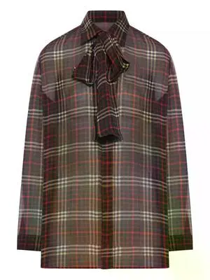 Saint Laurent Plaid Silk Blouse